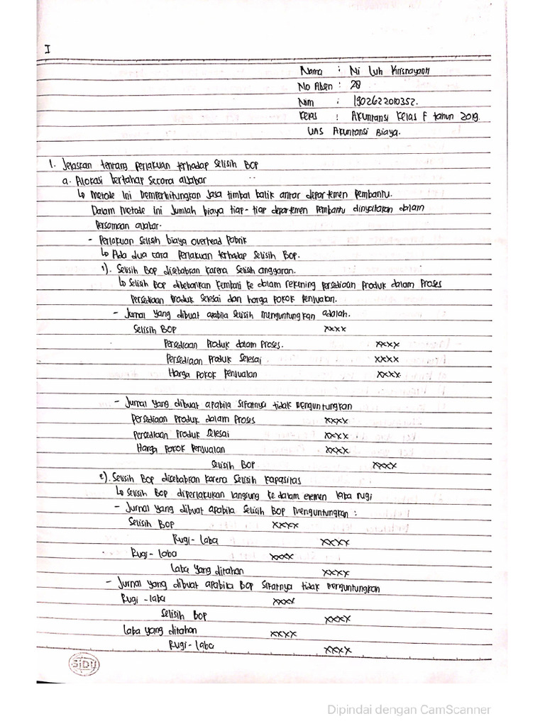 28_ni Luh Krisnayanti_uas Akuntansi Biay | PDF