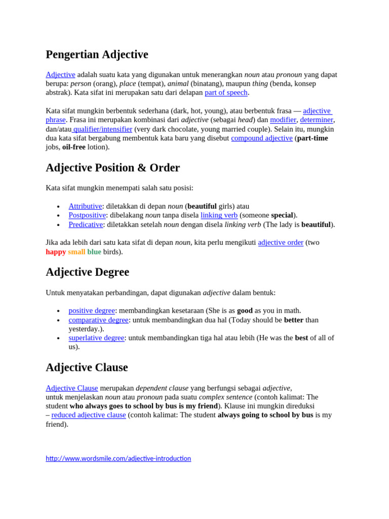 Pengertian Adjective | PDF
