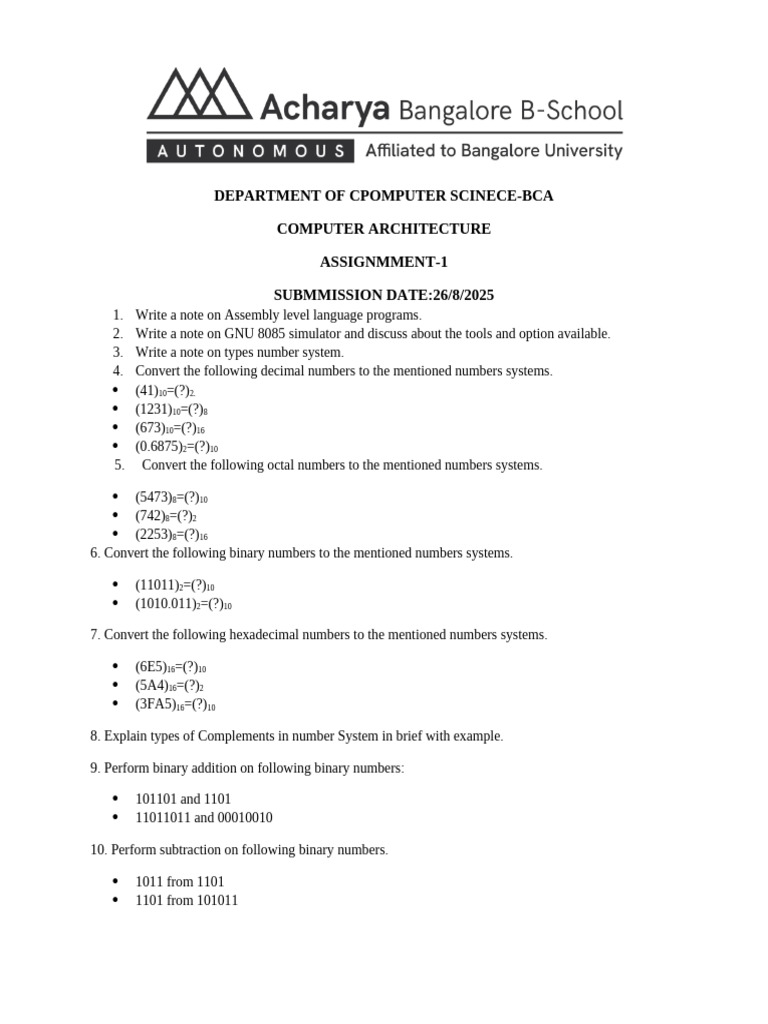 CA Assignment 1 | PDF