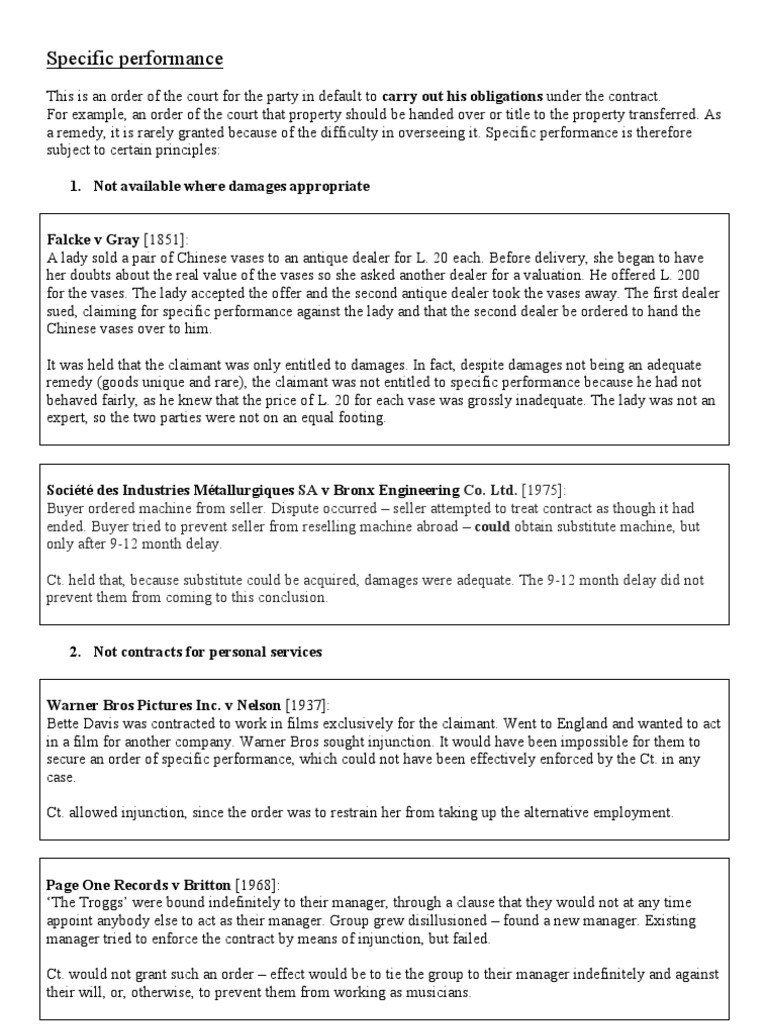 Specific Performance | PDF | Specific Performance | Injunction