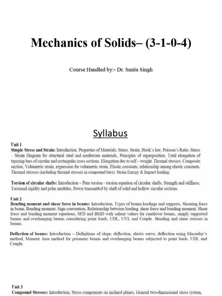 Mechanic Solid Notes | PDF