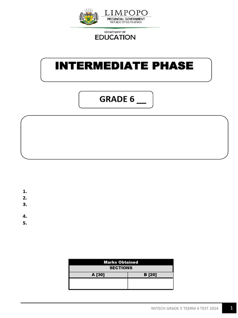 Nstech Grade 6 Test Term 4 2024 | PDF | Solar System | Planets