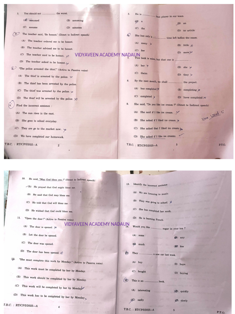 HP Police Exam 2025 Vidyaveen Academy Nadaun | PDF
