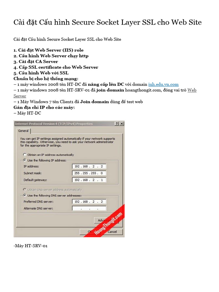 Cài Đặt Cấu Hình Secure Socket Layer SSL Cho Web Site | PDF