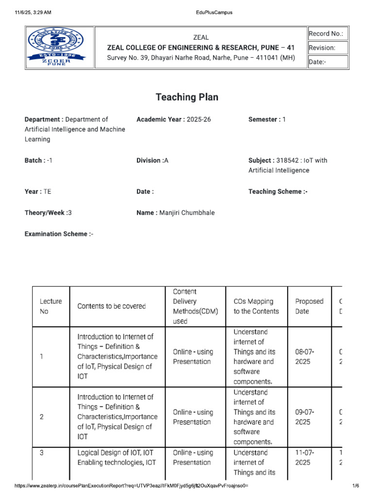 Course Plan | PDF