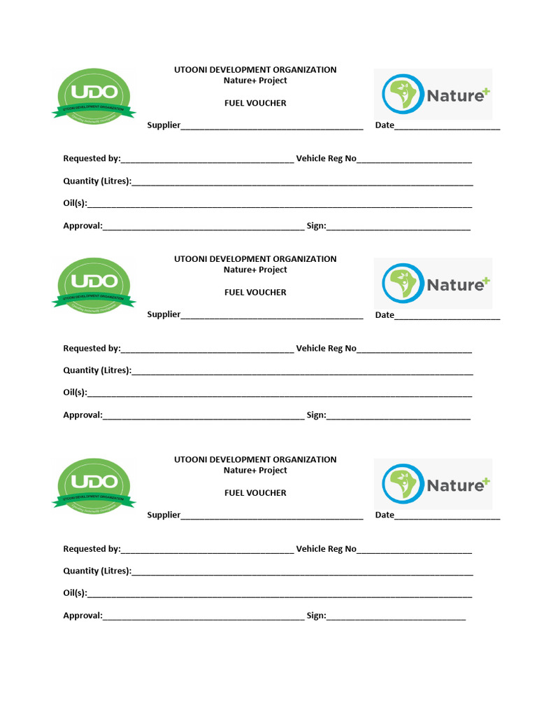 Nature+ Project Fuel Voucher Template | PDF