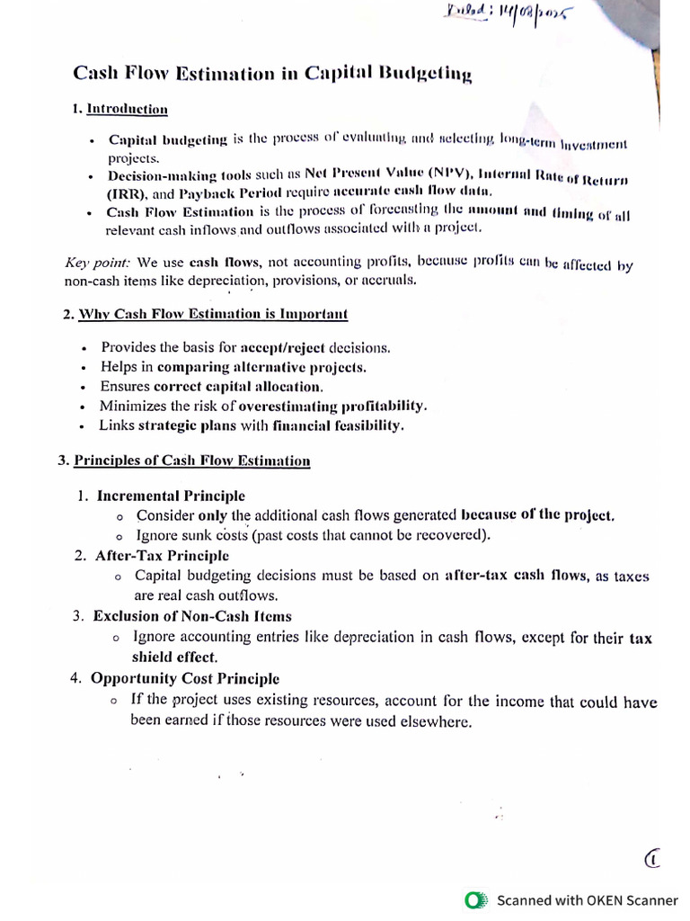 Cash Flow Estimation | PDF