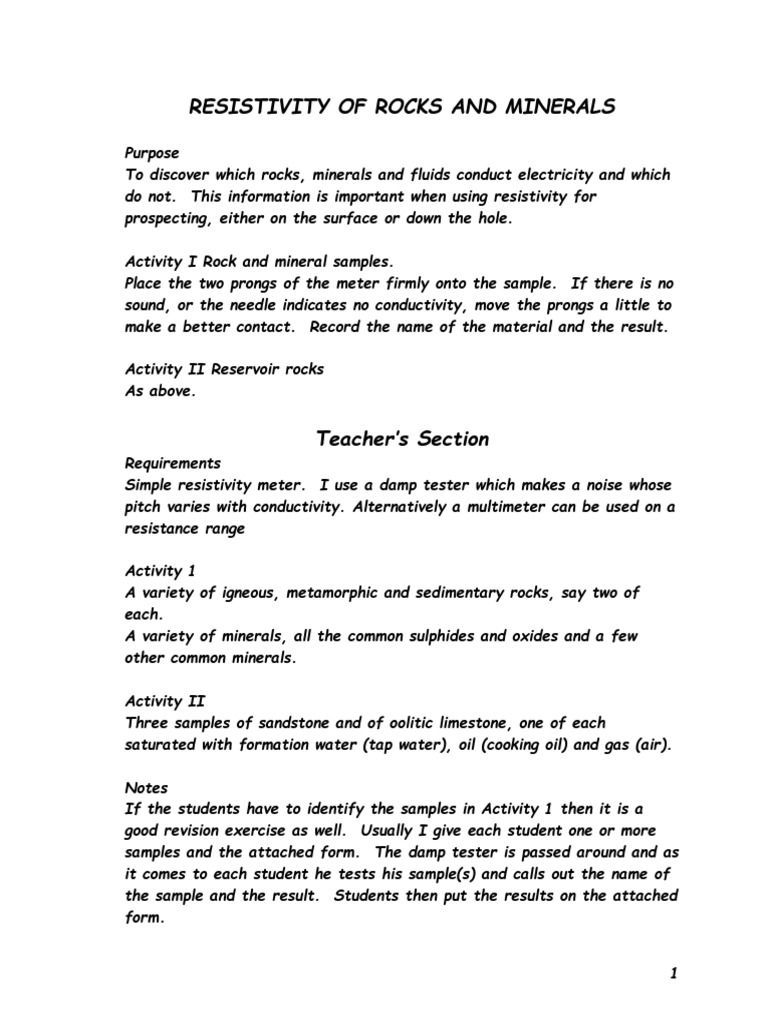 12 - Resistivity of Rocks and Minerals | PDF | Minerals | Rock (Geology)