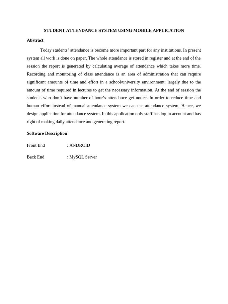 Student Attendance System Using Mobile Application | PDF