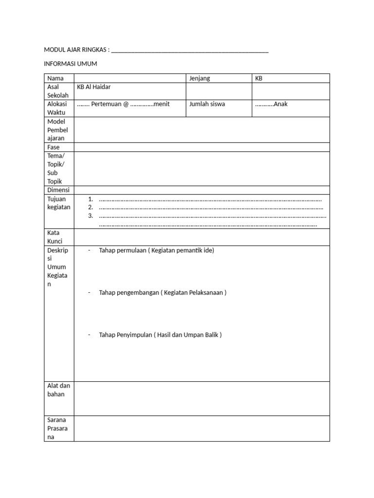 Modul Ajar Ringkas | PDF