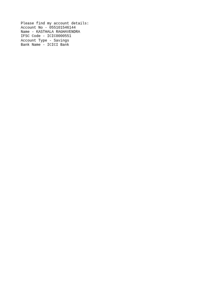 Icici Account Details | PDF