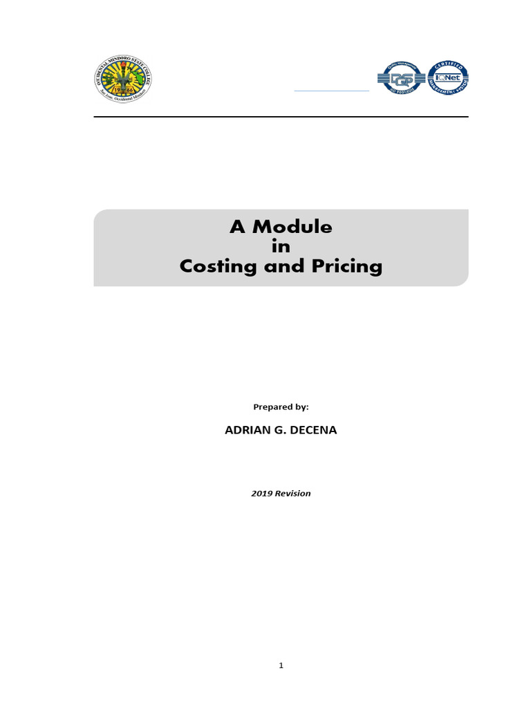 Costing and Pricing Module Body | PDF | Expense | Inventory