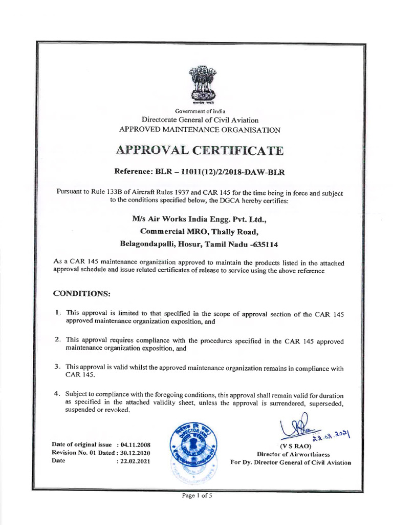 Dgca Approval Certificate 25th Jan 2024 | PDF