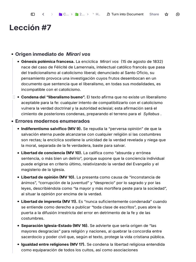 Lección #7 Historia | PDF | Iglesia Católica | Papa