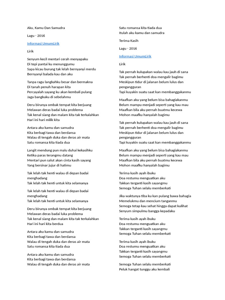 Informasi Umum Lirik | PDF