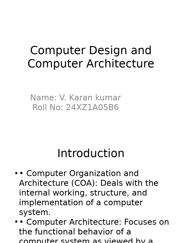 Computer Design and Architecture COA - PPTX 20251103 101719 0000 | PDF