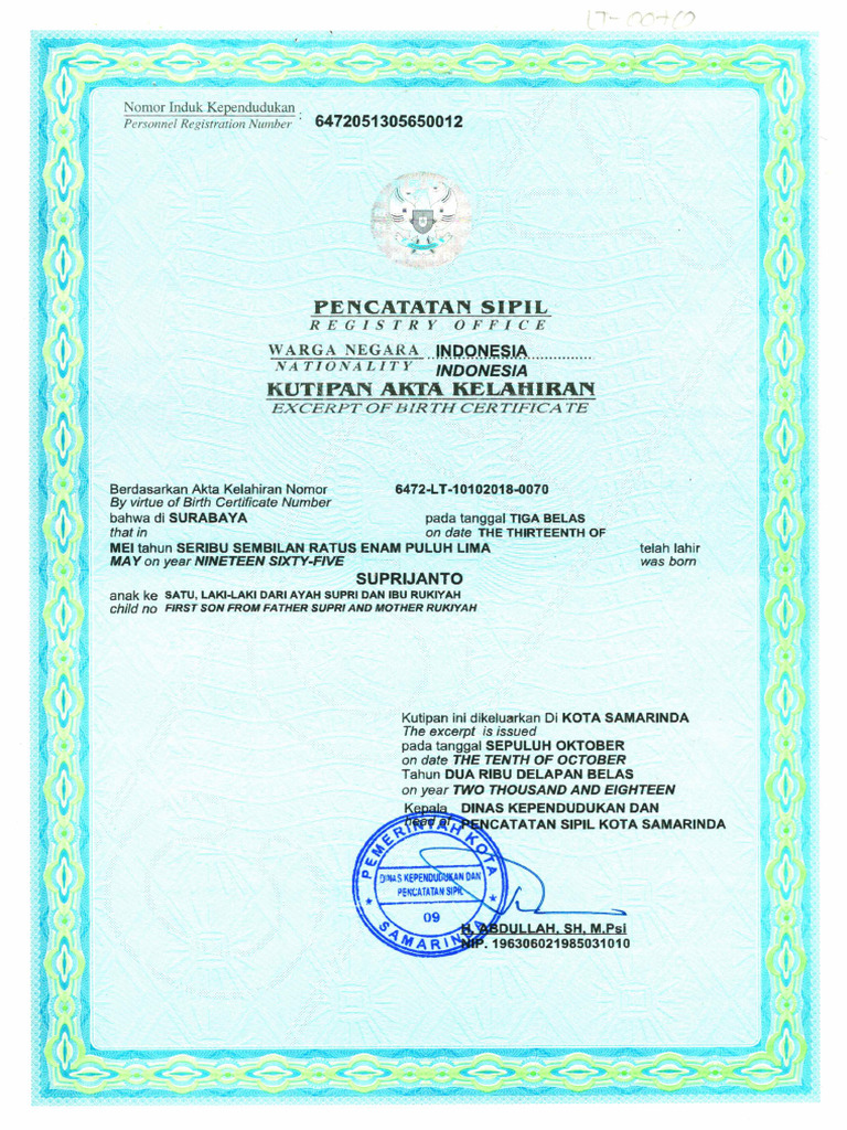 Akte Kelahiran | PDF