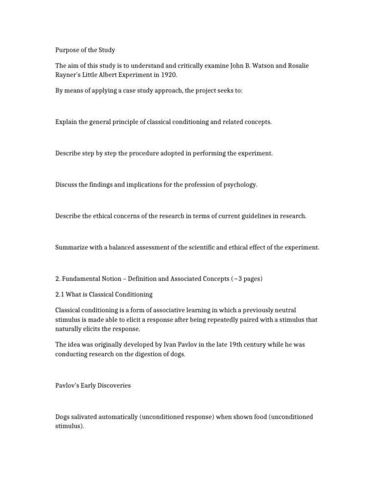 Little Albert Experiment: Ethics & Findings | PDF | Classical ...