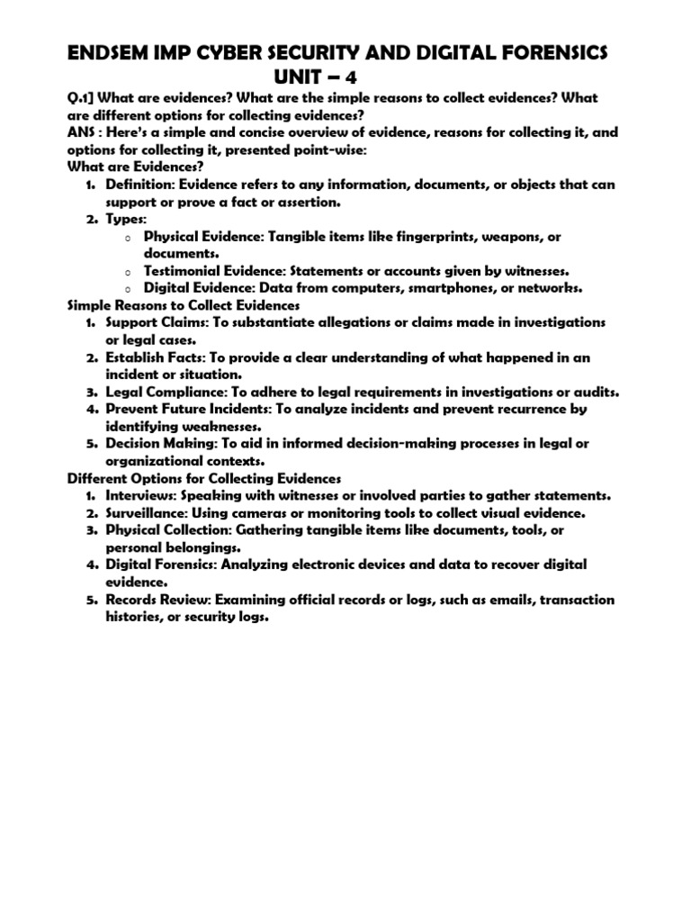 Evidence Collection in Cybersecurity | PDF | Digital Forensics ...
