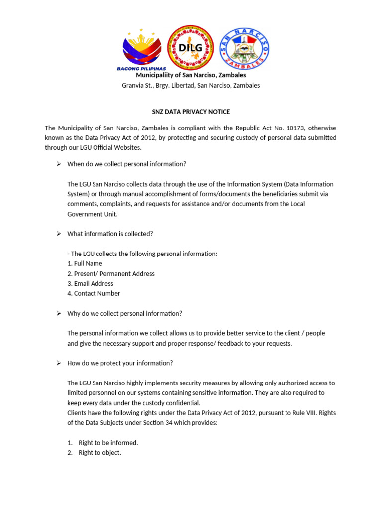 SNZ Data Privacy Notice 1 | PDF