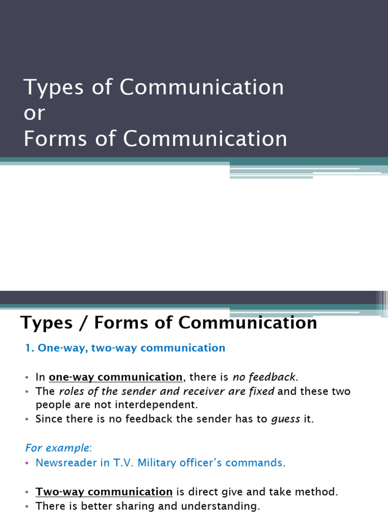 Types of Communicaion | PDF | Communication | Nonverbal Communication