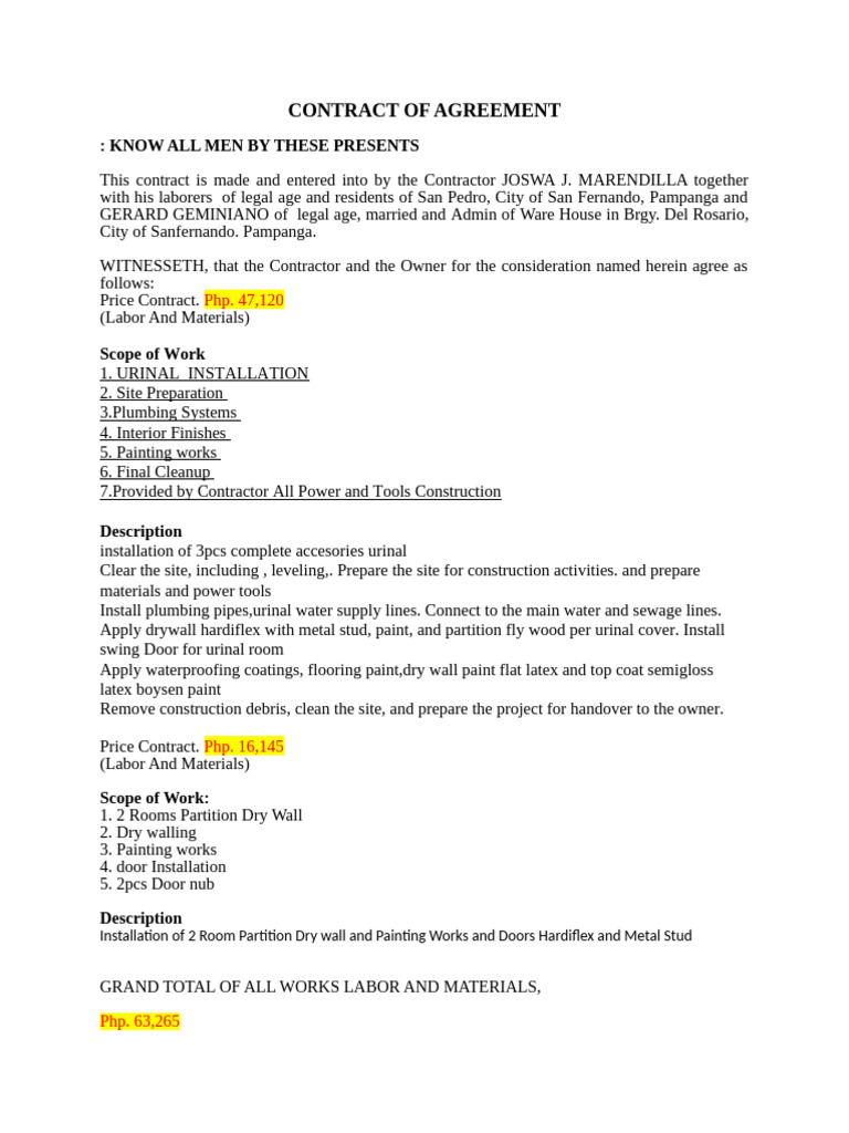 Contract Agreement True Copy Gerard | PDF | Building Engineering