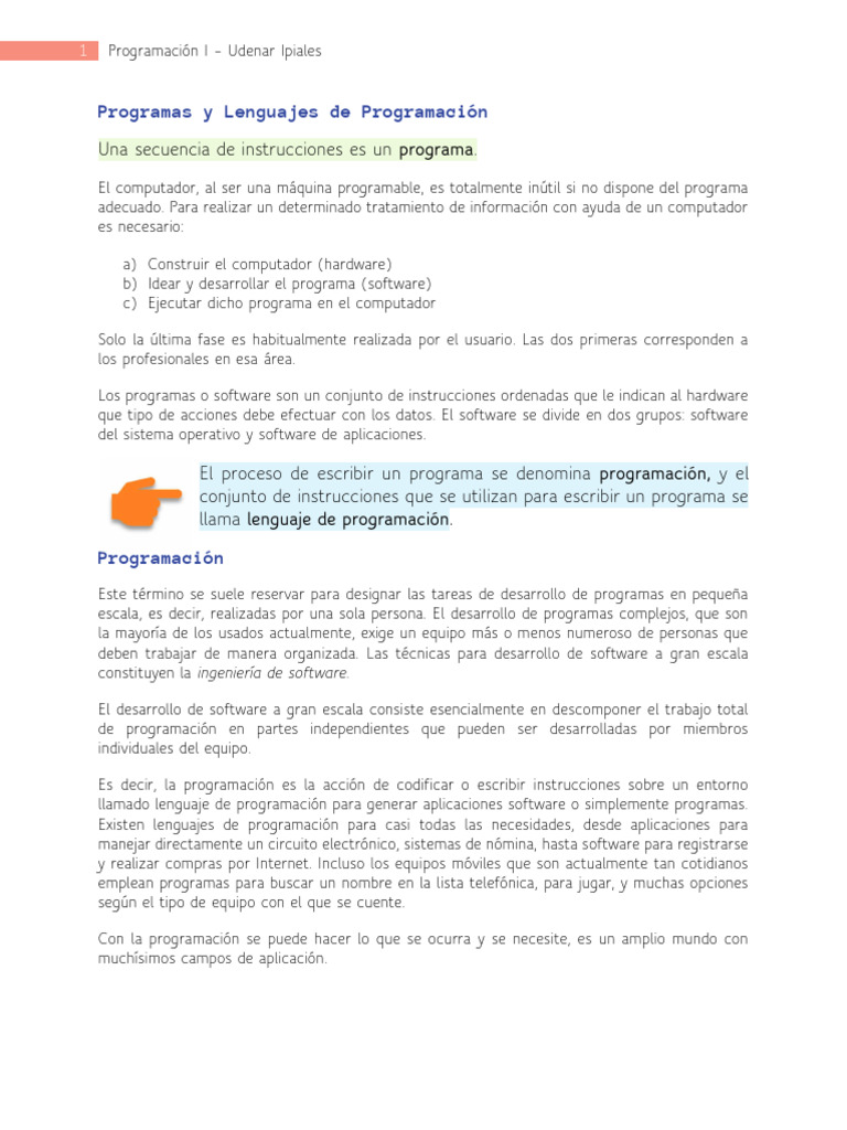 Introducción a Programación y Lenguajes | PDF | Programación de ...