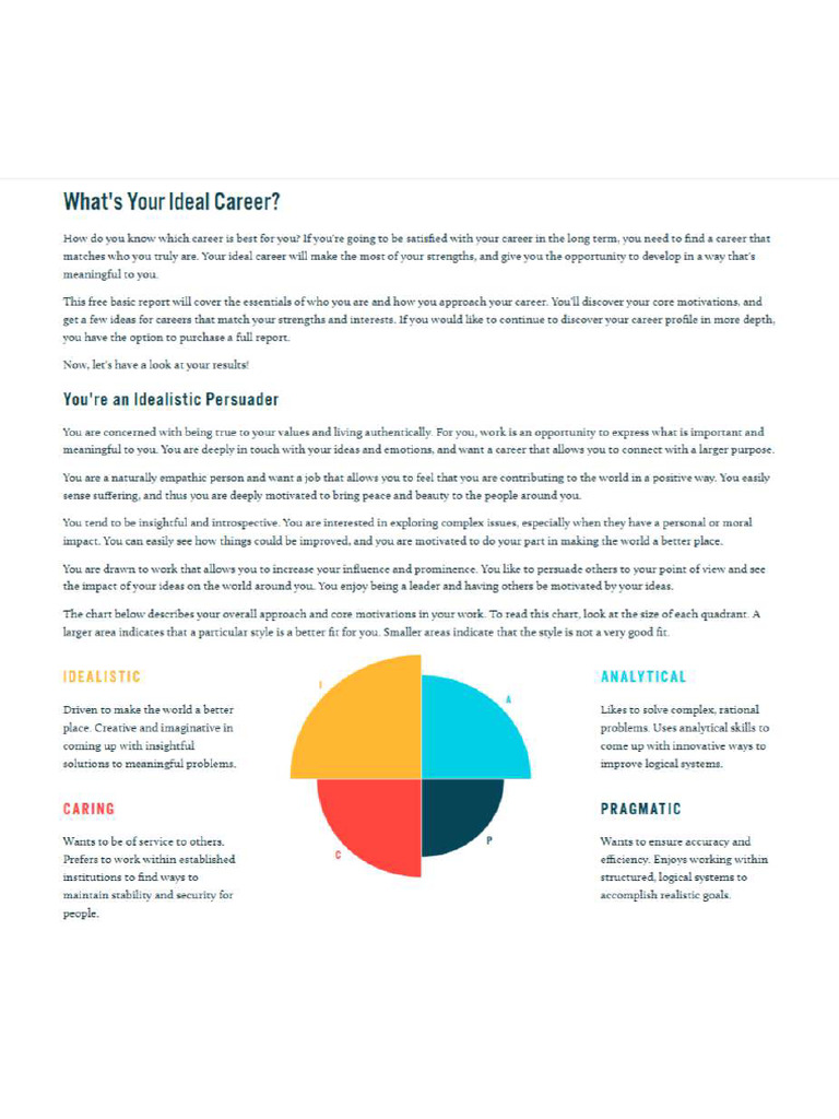 Ideal Career For Your Personality Type | PDF