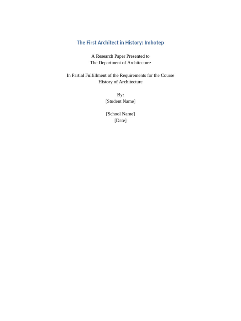 Research Paper On Imhotep First Architect | PDF | Egyptian Pyramids ...