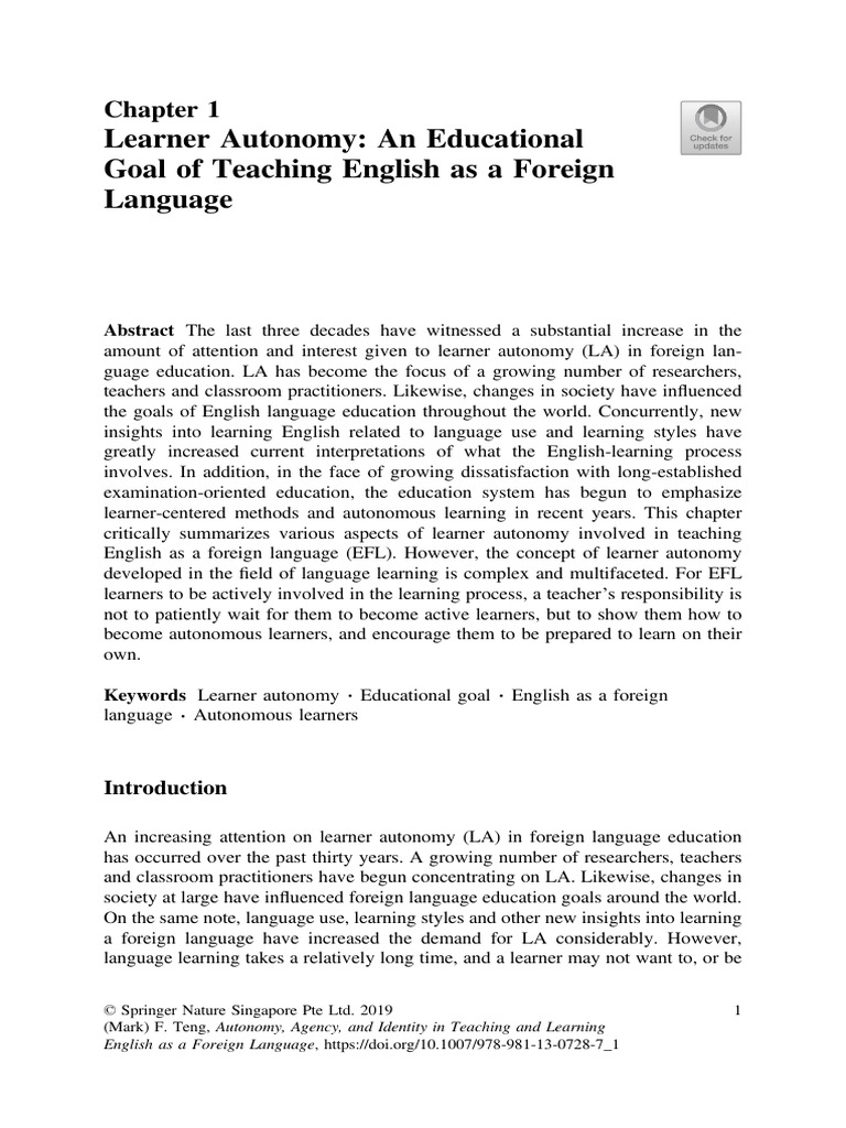 Learner Autonomy in EFL Education | PDF | Metacognition | Motivational