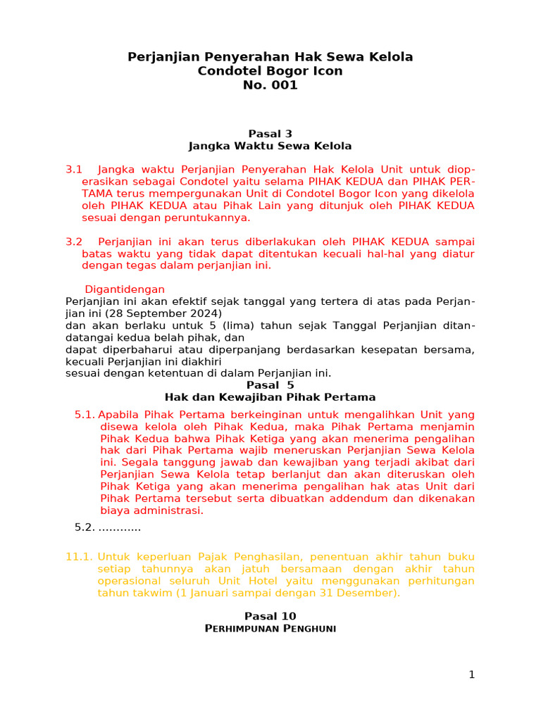Drafperubahan Sewa Kelola - b9-31 Modjo Basuki | PDF