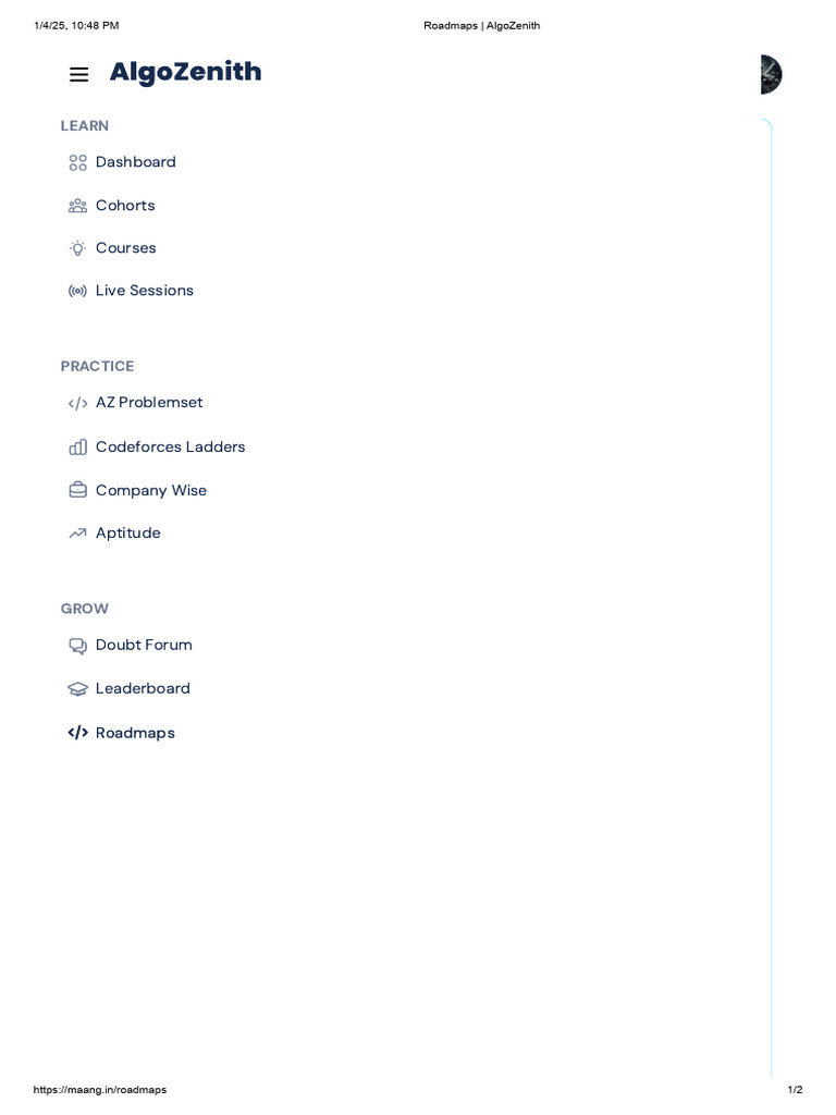 Roadmaps - AlgoZenith | PDF