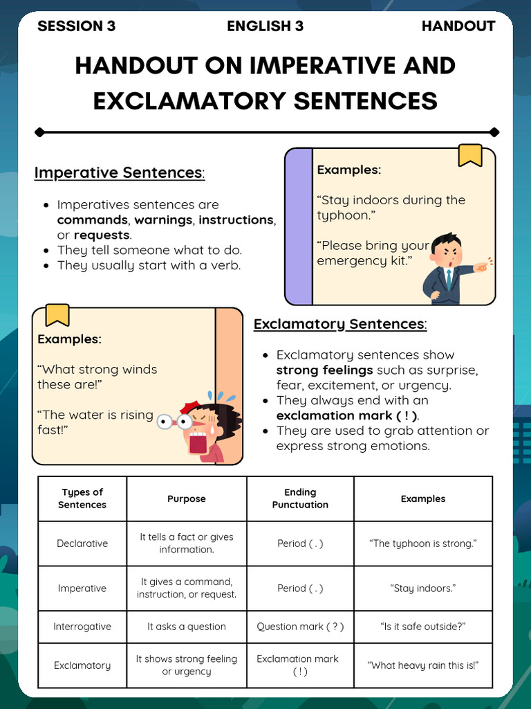 Handout On Imperative and Exclamatory Sentences | PDF