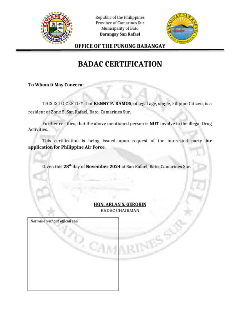 Badac Certification Kenny | PDF