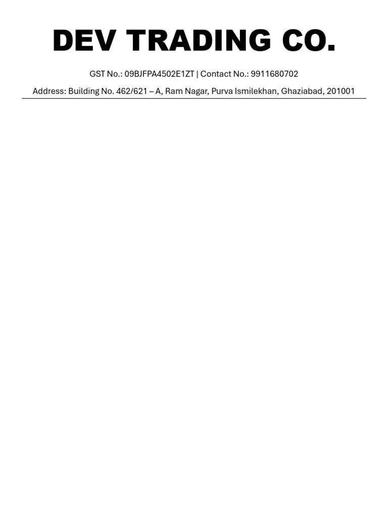 Dev Trading Co. Letter Pad | PDF