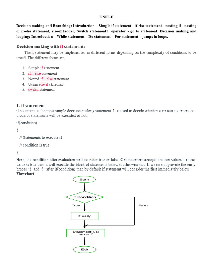 C UNIT-II Modified | PDF | Control Flow | Programming Paradigms