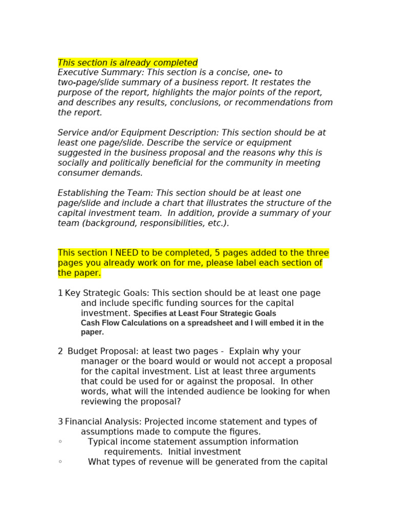 Captial Investment Plan Rubric - 1 | PDF | Syntax