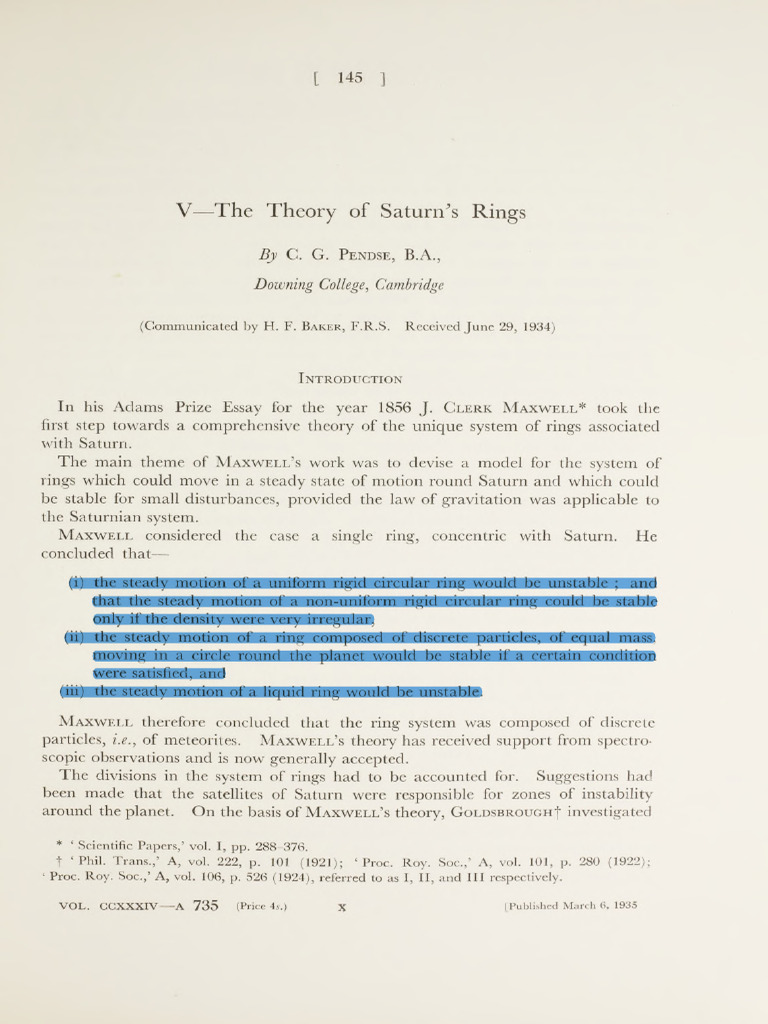 Pendse 1997 The Theory of Saturn S Rings | PDF | Saturn | Planets