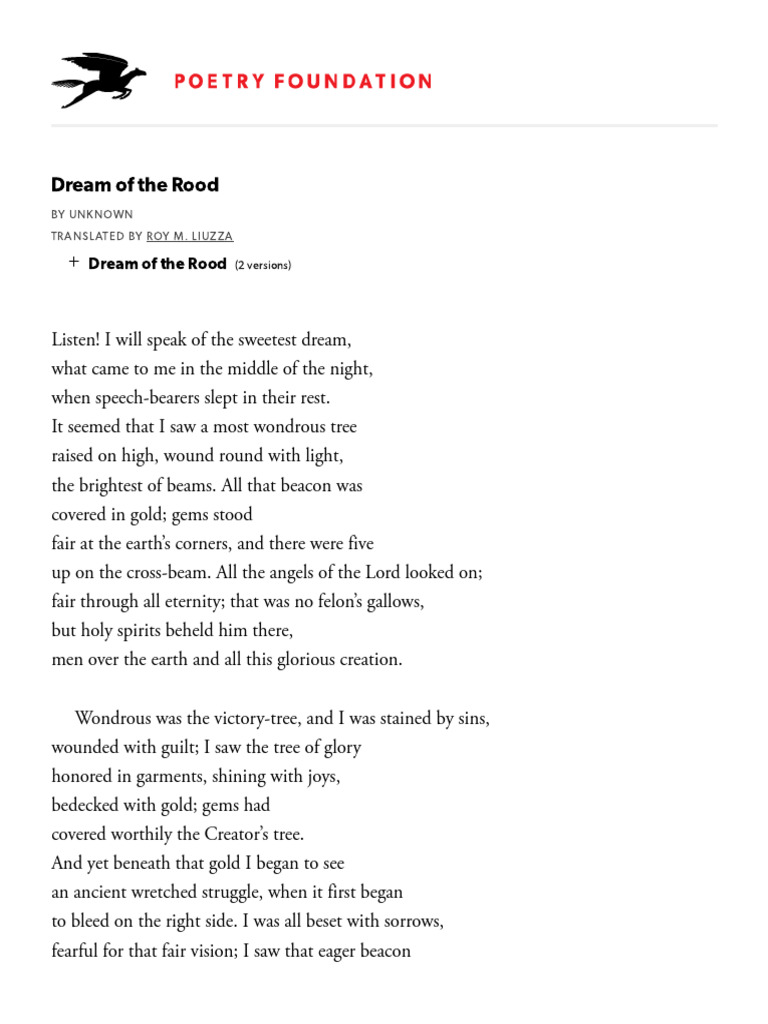 Dream of the Rood _ the Poetry Foundation | PDF | Glory (Religion) | Heaven
