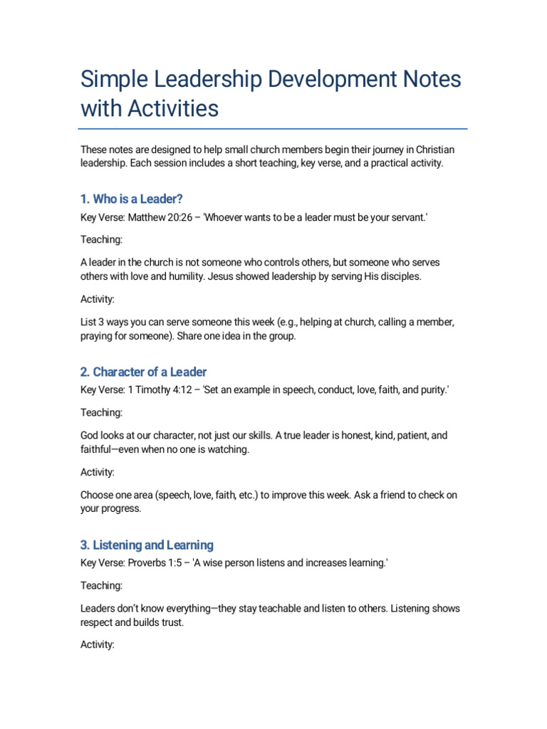 Simple Leadership Development Notes | PDF