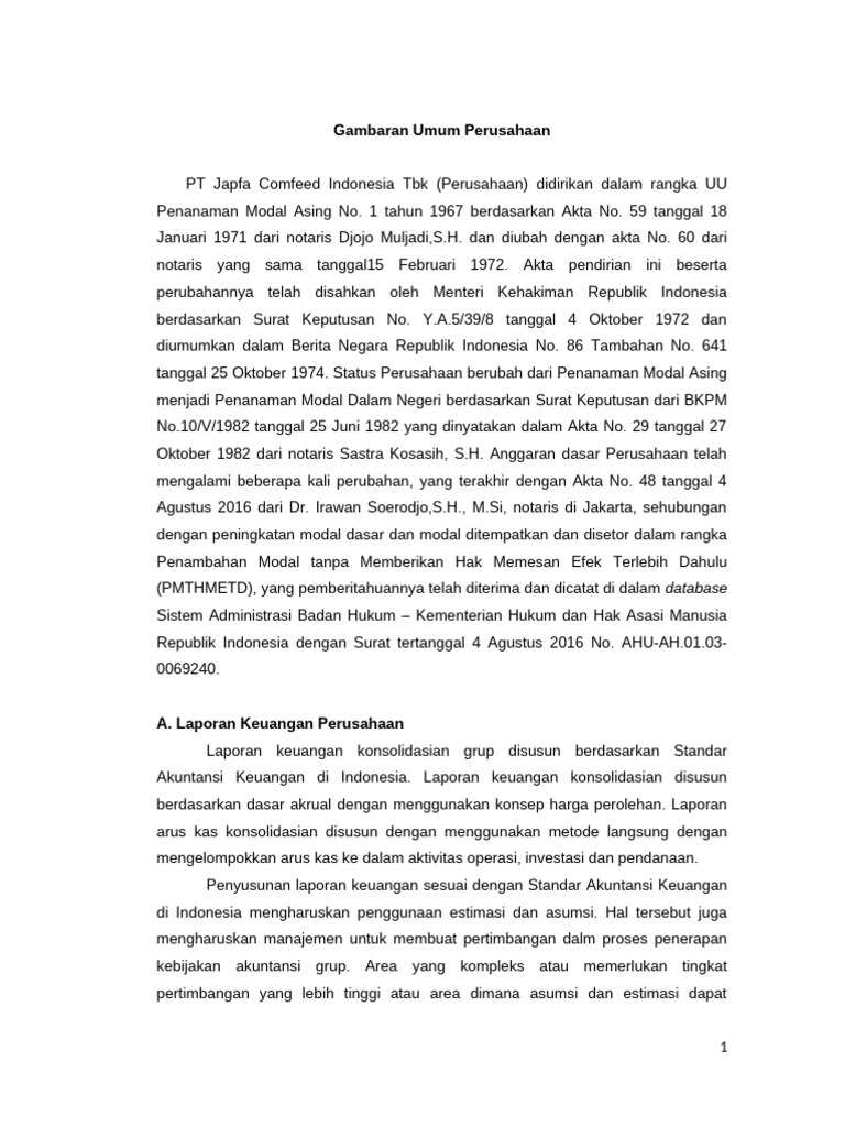 PT Japfa Comfeed Indonesia TBK | PDF