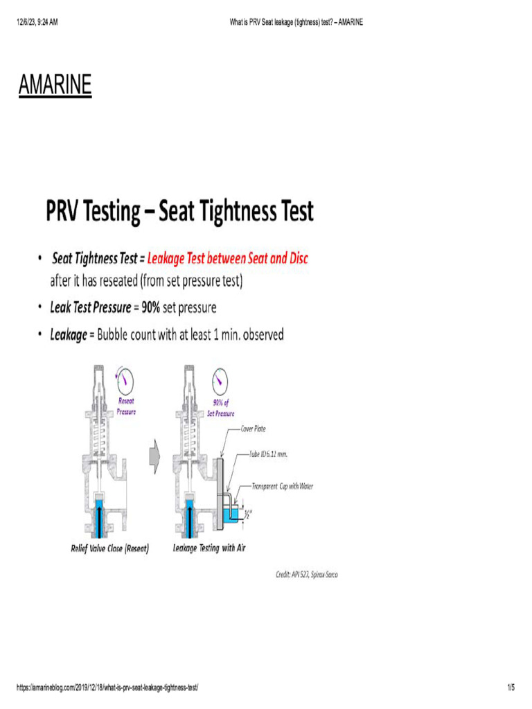 What Is PRV Seat Leakage (Tightness) Test - AMARINE | PDF