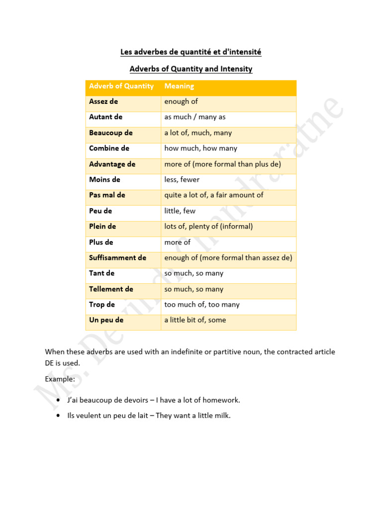Adverbs of Quantity Explained | PDF