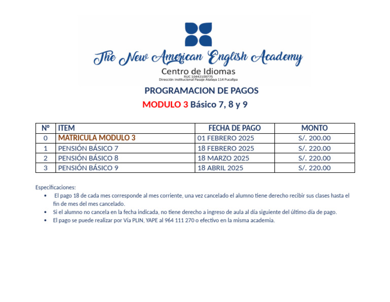 Programacion de Pagos | PDF
