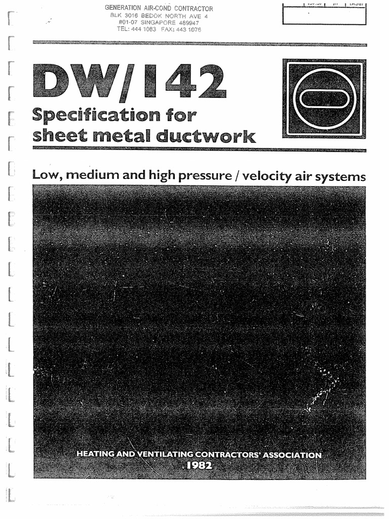DW-142 Specification For Sheet Metal Ductwork | PDF