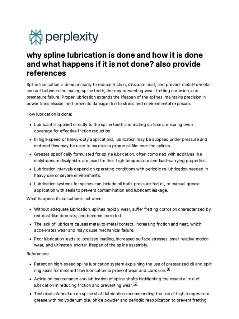 Why Spline Lubrication Is Done and How It Is Done | PDF | Lubricant | Wear