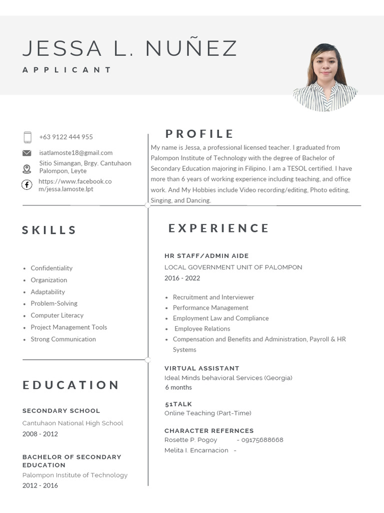 Grey Clean CV Resume Photo | PDF
