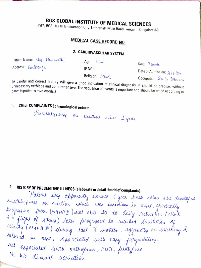 case 3 cvs | PDF | Pulse | Internal Medicine