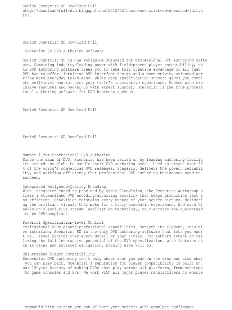 Sonic® Scenarist SD Download Full software | PDF | Dvd | Adobe Photoshop