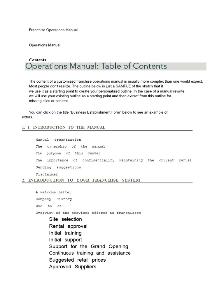 Comprehensive Franchise Operations Manual | PDF | Partnership | S ...